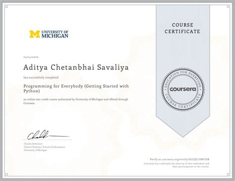 Aditya Savaliya On Linkedin Certificate Python Coursera Courseracertificate