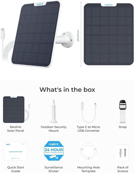 Reolink 6 W Solar Panel White 4 M Cable For Reolink Wireless Outdoor Surveillance Camera On