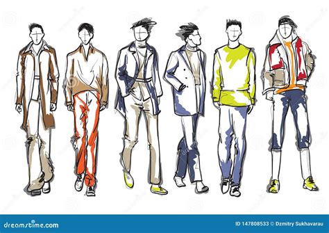 Stylish Handsome Man In Fashion Clothes Fashion Man Hand Drawn Male