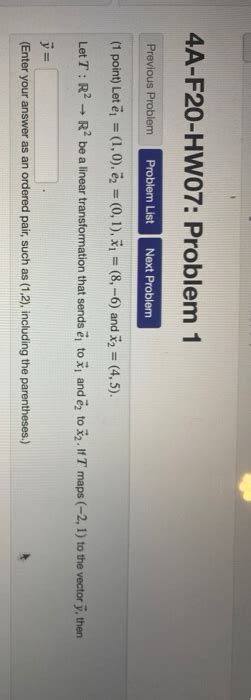 Solved 4a F20 Hw07 Problem 1 Previous Problem Problem List