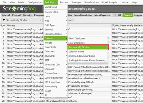 How To Identify Semantically Similar Pages And Outliers Screaming Frog