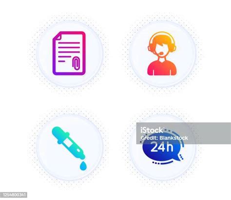 화학 파이펫 컨설턴트 및 첨부 파일 아이콘 세트 24시간 서비스 표지판 실험실 콜 센터 첨부 파일 벡터 아이콘에 대한 스톡 벡터 아트 및 기타 이미지 Istock