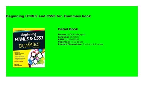 Beginning Html5 And Css3 For Dummies