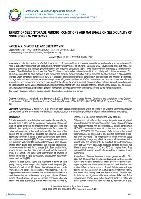 Pdf Effect Of Seed Storage Periods Conditions And Materials On Seed Quality Of Some Soybean