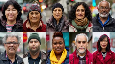 Un Collage De Retratos De Personas De Diferentes Etnias Y Grupos De