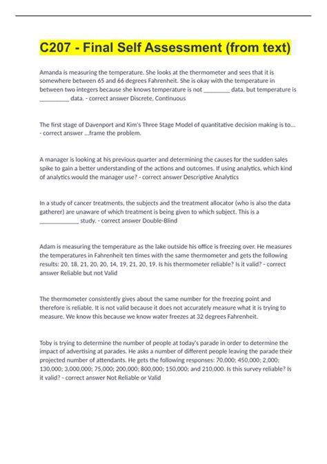 wgu c207 data driven decision making final self assessment from text