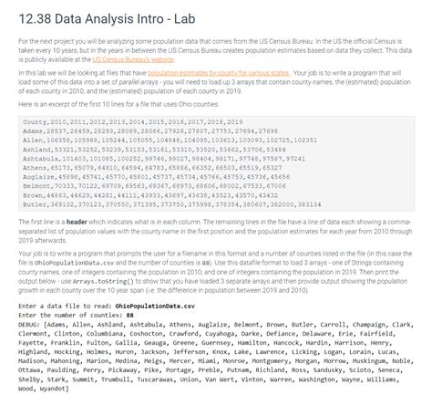 Solved 12 38 Data Analysis Intro Lab For The Next Project Chegg Com
