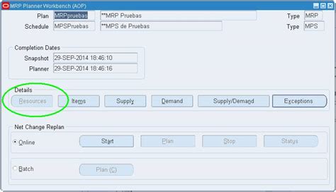 Why In Mrp Workbench Resourcess Button Is Greyed — Oracle Mosc