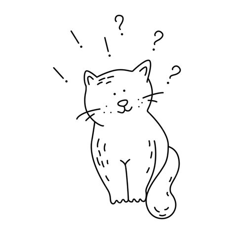 Premium Vector Cute Alert Cat Concentrated Inquisitive Cat Vector