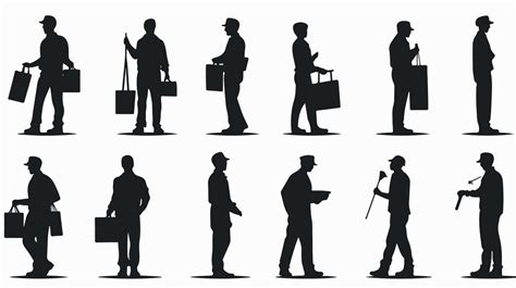 Professional Set Of Postmen Silhouette Vectors On White Background