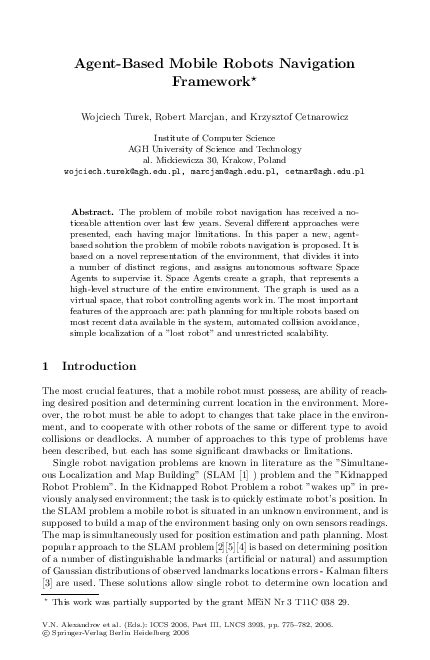 pdf agent based mobile robots navigation framework