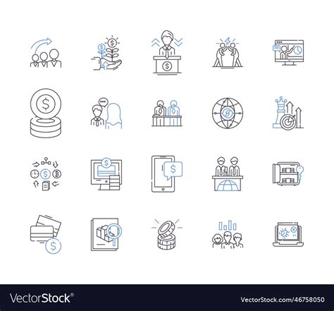 Mergers And Acquisitions Outline Icons Collection Vector Image