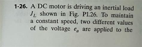 Solved 1 26 A Dc Motor Is Driving An Inertial Load Jl Shown