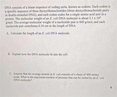Solved Dna Consists Of A Linear Sequence Of Coding Units