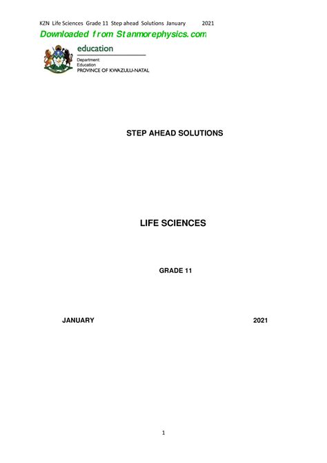 Kzn Step Ahead Life Sciences Grade 11 Solutions Step Ahead Solutions Life Sciences Grade 11