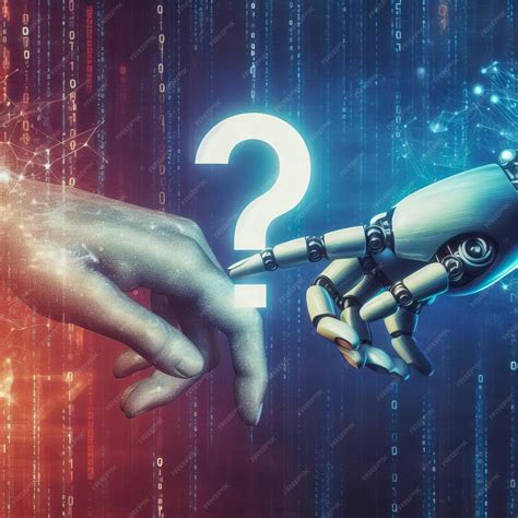 Premium Photo Robot Hand With A Question Mark On Digital Binary Code