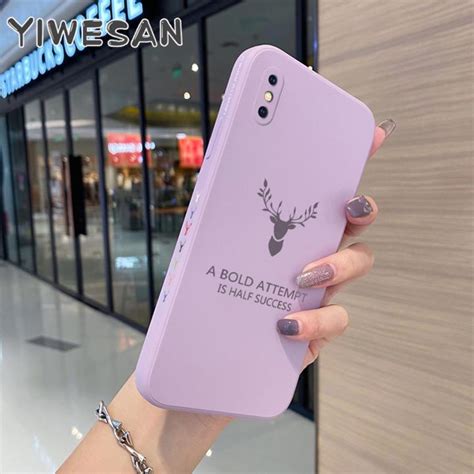 For Iphone Xs Case Fashion Tide Deer New Design Square Original Soft Liquid Silicone Edge Casing