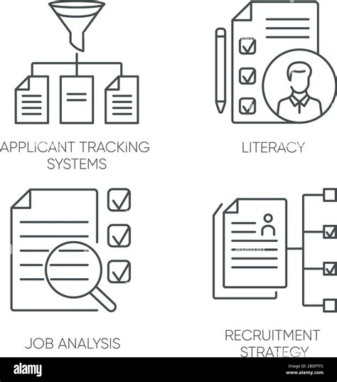 Professional Employment Pixel Perfect Linear Icons Set Applicant Tracking System And Job