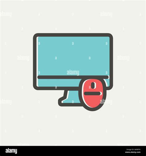 Monitor And Computer Mouse Thin Line Icon Stock Vector Image Art Alamy