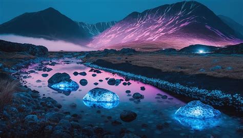 1366x768px Free Download Hd Wallpaper Ai Art Bioluminescence Purple Blue Wallpaper Flare