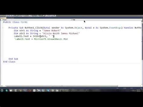 Visual Basic Left Right Mid Functions YouTube