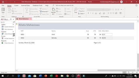 Membuat Report Di Microsoft Access Youtube
