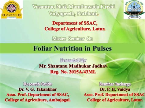 Foliar Nutrition In Pulses Pptx
