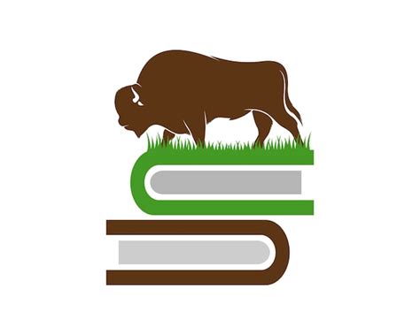 위에 황소가 있는 책 모양 프리미엄 벡터