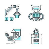 RPA Linear Icons Set Robotic Process Automation Clerical Process Automation Software Robots