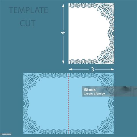 가장자리에 장식 테두리 서식 파일 인사말 축 하 카드입니다 결혼식 초대 레이저 컷 종이 카드 3과 4의 가로 세로비 레이스 가장자리를 밖으로 절단 벡터입니다 0명에 대한