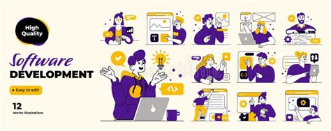 Flat Design Modern Illustration Of Software Development Stock Vector Illustration Of Office