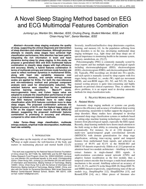 PDF A Novel Sleep Staging Method Based On EEG And ECG Multimodal Features Combination