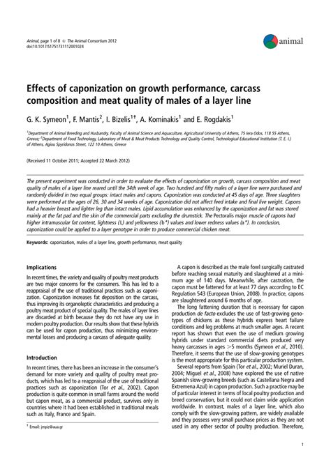 Pdf Effects Of Caponization On Growth Performance Carcass