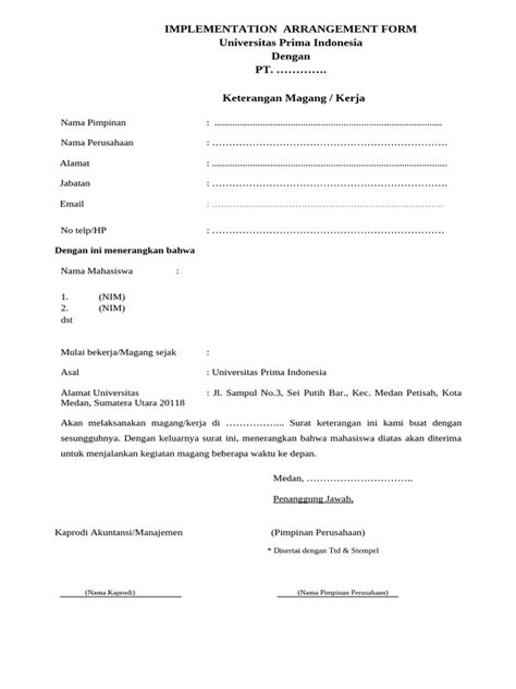 Implementation Arrangement Ia Form Pdf