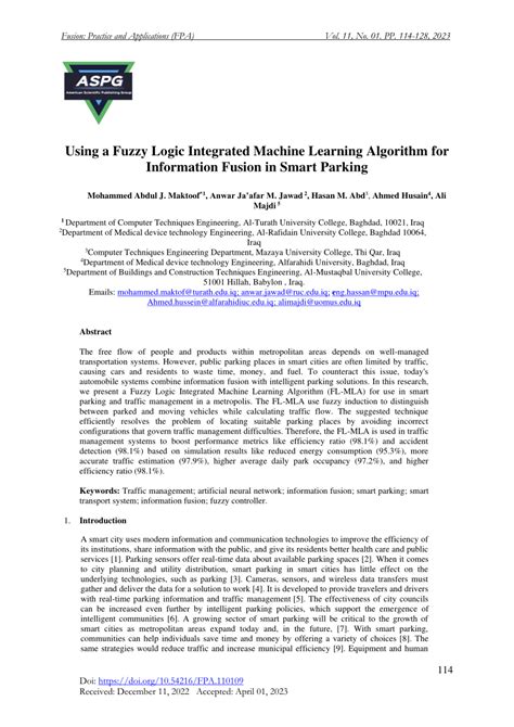 Pdf Using A Fuzzy Logic Integrated Machine Learning Algorithm For Information Fusion In Smart
