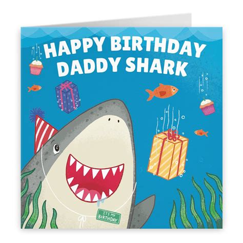 Daddy Cute Shark Birthday Card Happy Birthday Daddy Shark Ocean