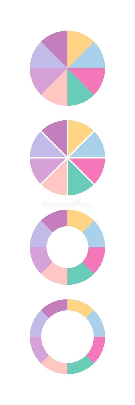 Circle And Ring Section Template Circular Structure Chart Divided Into Eight Multicolor