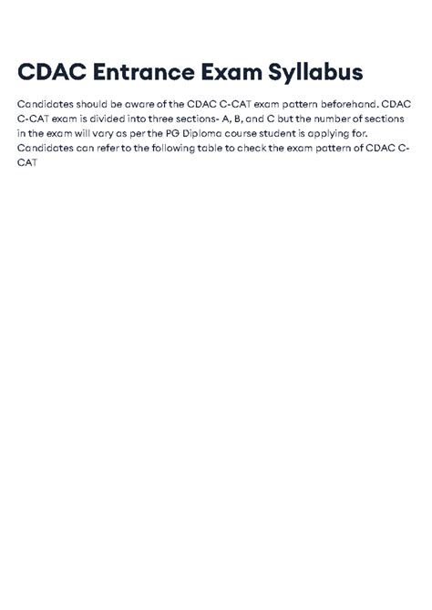 Cdac Syllabus Cdac Entrance Exam Syllabus Candidates Should Be Aware