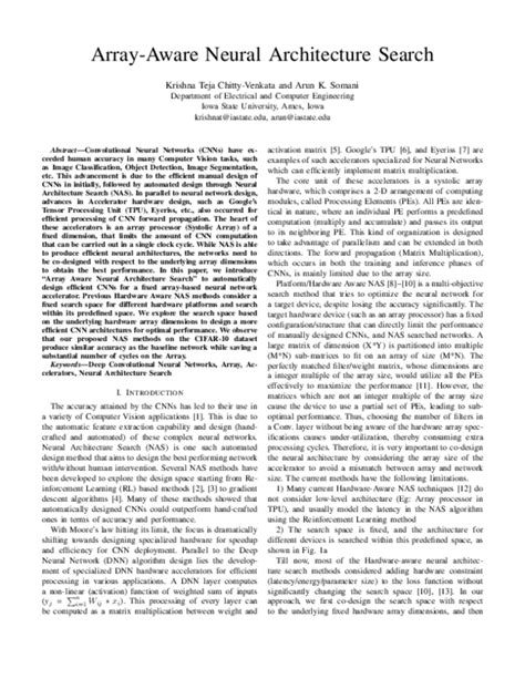Pdf Array Aware Neural Architecture Search