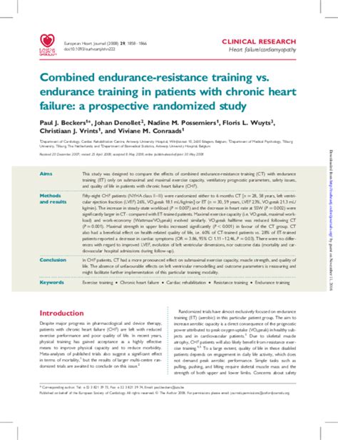 Pdf Combined Endurance Resistance Training Vs Endurance Training In Patients With Chronic