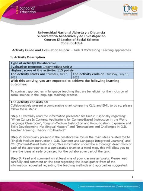 Activity Guide And Evaluation Rubric Unit 2 Task 3 Contrasting Teaching Approaches Pdf