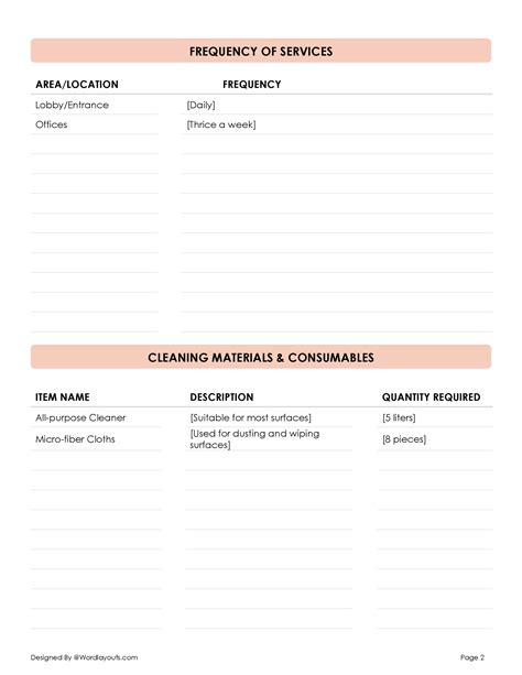 Cleaning Service Scope Of Work Template Wordlayouts