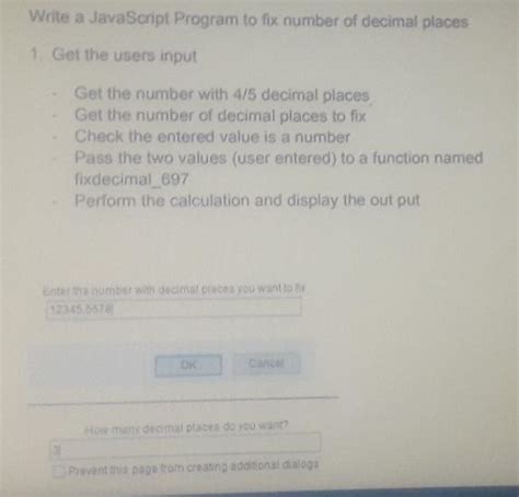 Solved Write A JavaScript Program To Fix Number Of Decimal Chegg