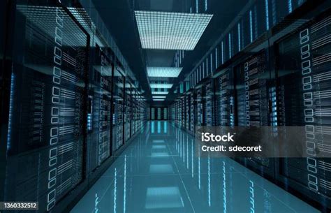 컴퓨터 및 스토리지 시스템 3d 렌더링이 있는 다크 서버 센터룸 데이터 센터에 대한 스톡 사진 및 기타 이미지 데이터 센터