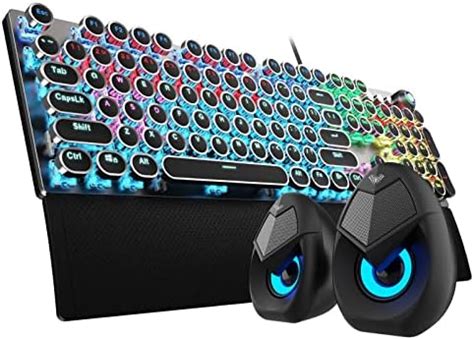 Amazon Com AULA Computer Gaming Keyboard And Speakers Combo Wired Typewriter Style Mechanical