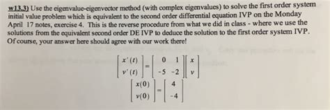 Solved Use Eigenvalue Eigenvector Method With Complex