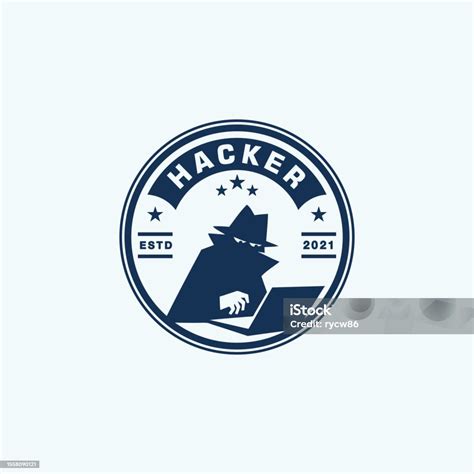 Circle Stamp Hacker Logo Design Vector Illustration Template Idea Stock