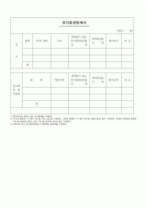 세무 회계 유가증권명세서1