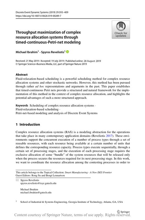 Throughput Maximization Of Complex Resource Allocation Systems Through