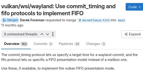 mesa 24 3 merges vulkan fifo support on wayland phoronix